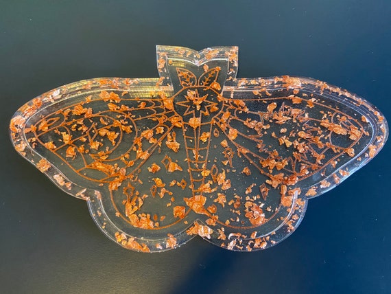 Rose Gold Lunar Moth Accessory Tray Ring Dishes Jewelry Storage Storage ...