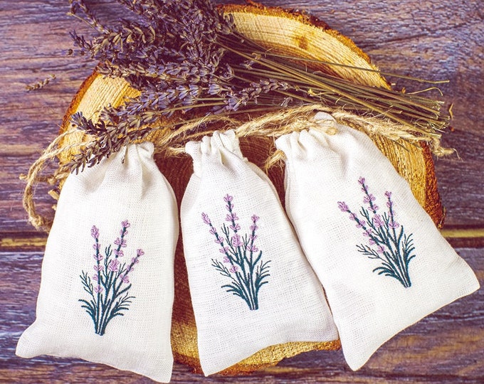 20 Dried Lavender Sachets Embroidered Sachets Wedding Favor Vintage ...