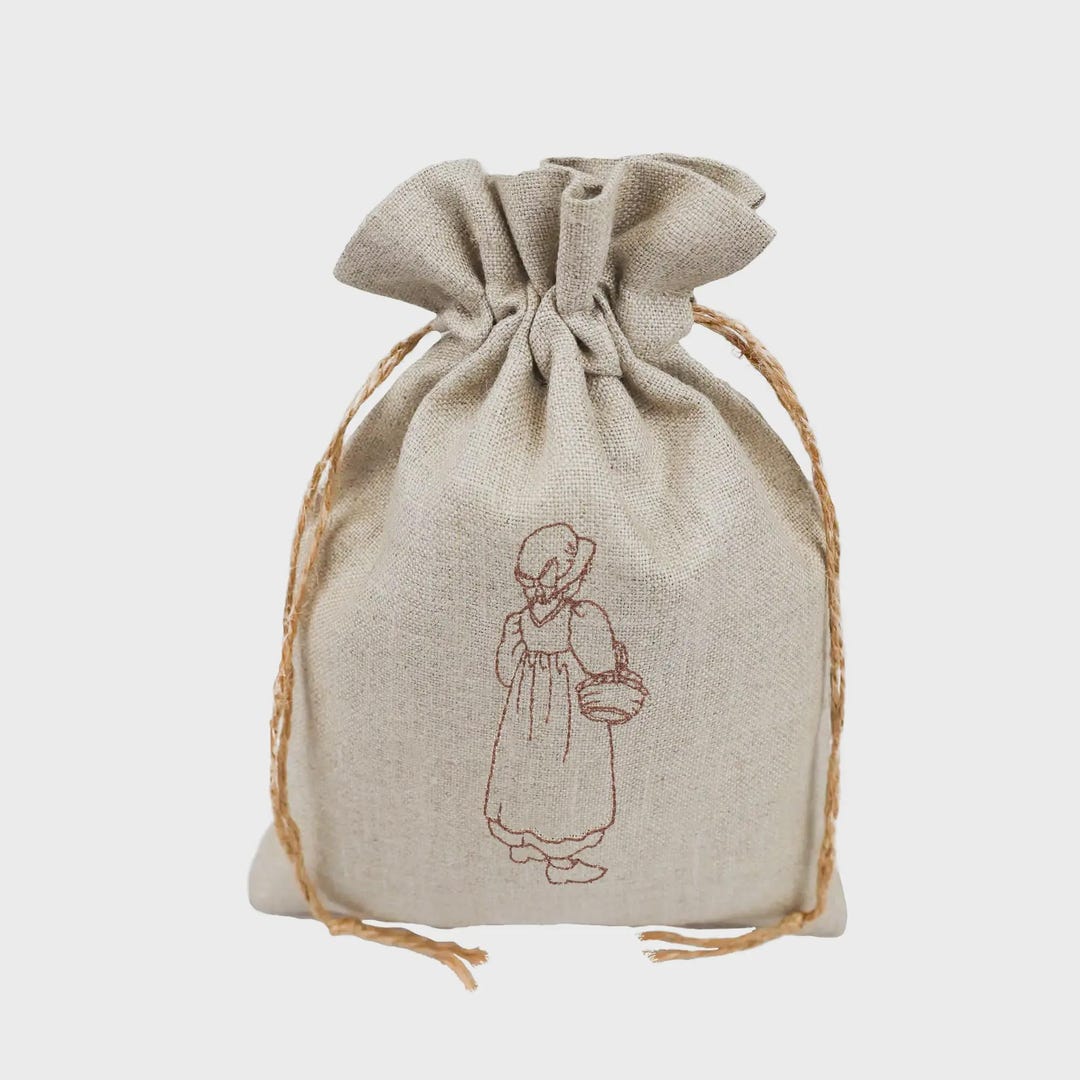 Linen Sachet Bag With Woman Embroidery – Handmade Zero Waste Storage ...
