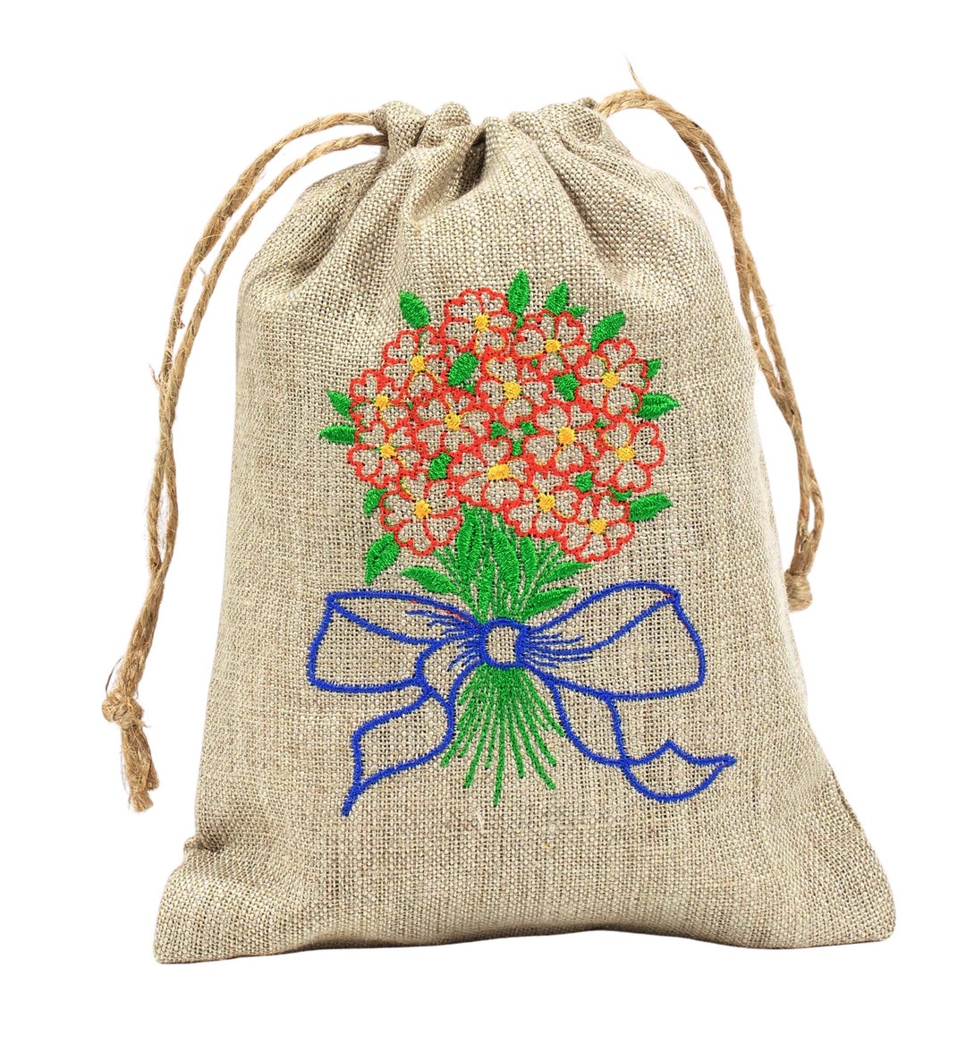 Set of 3 Decorative Linen Sachet Bag With Embroidery, Eco Friendly ...