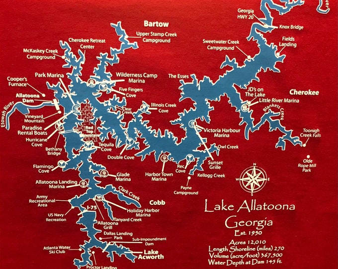 Lake ALLATOONA MARINA MAP - Etsy