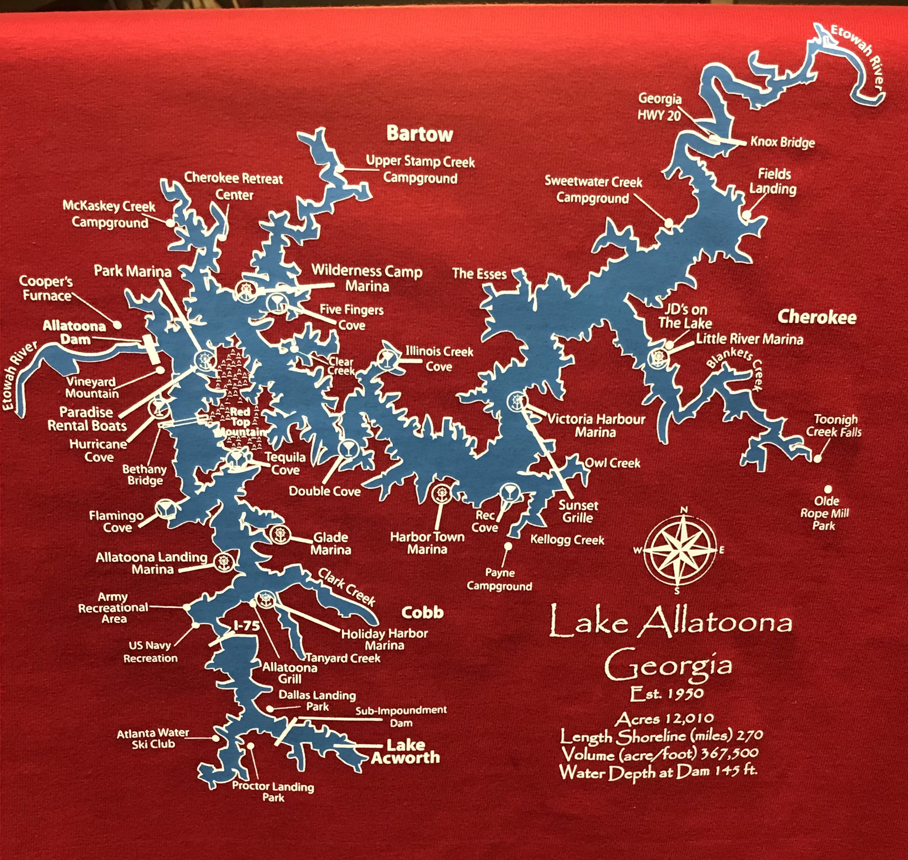 Lake ALLATOONA MARINA MAP - Etsy