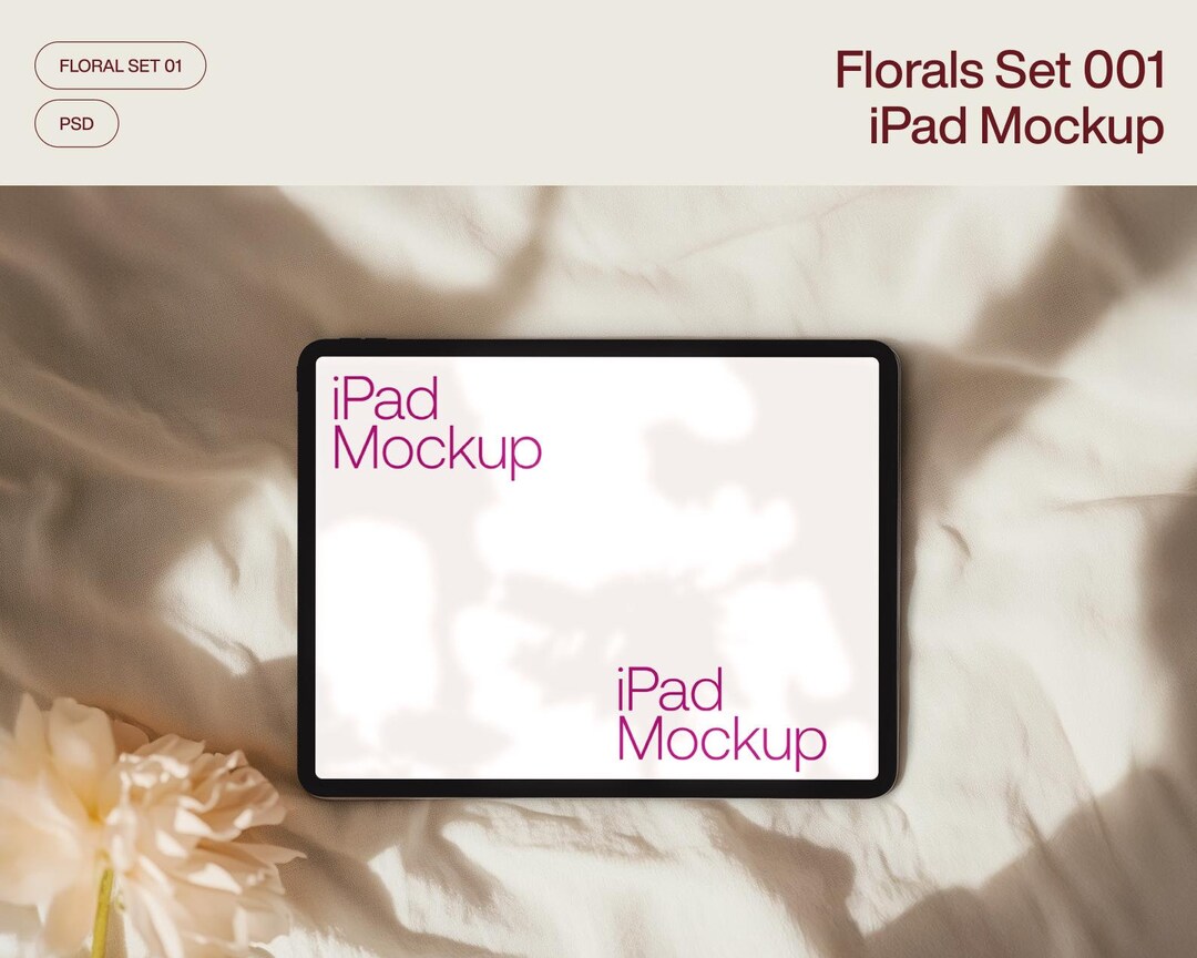 Floral iPad Mockup: Elegant Digital Product Display (PSD) - Etsy