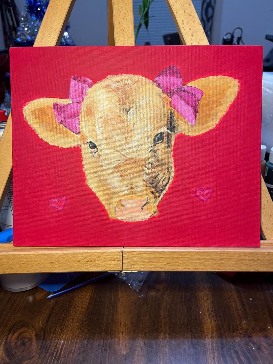 Coquette Cow Painting - Etsy