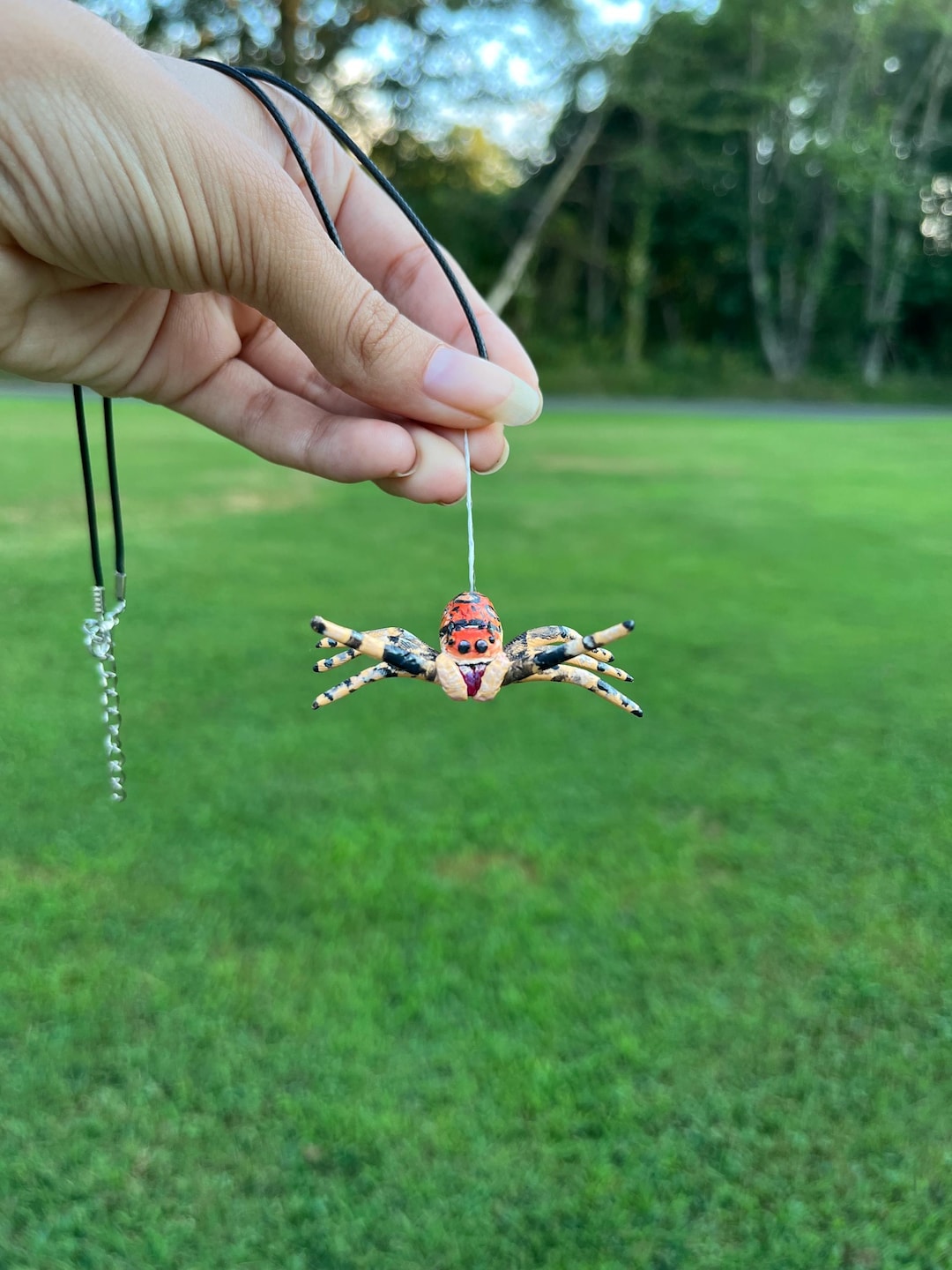 Jumping Spider Hanging From Silk Necklace - Etsy