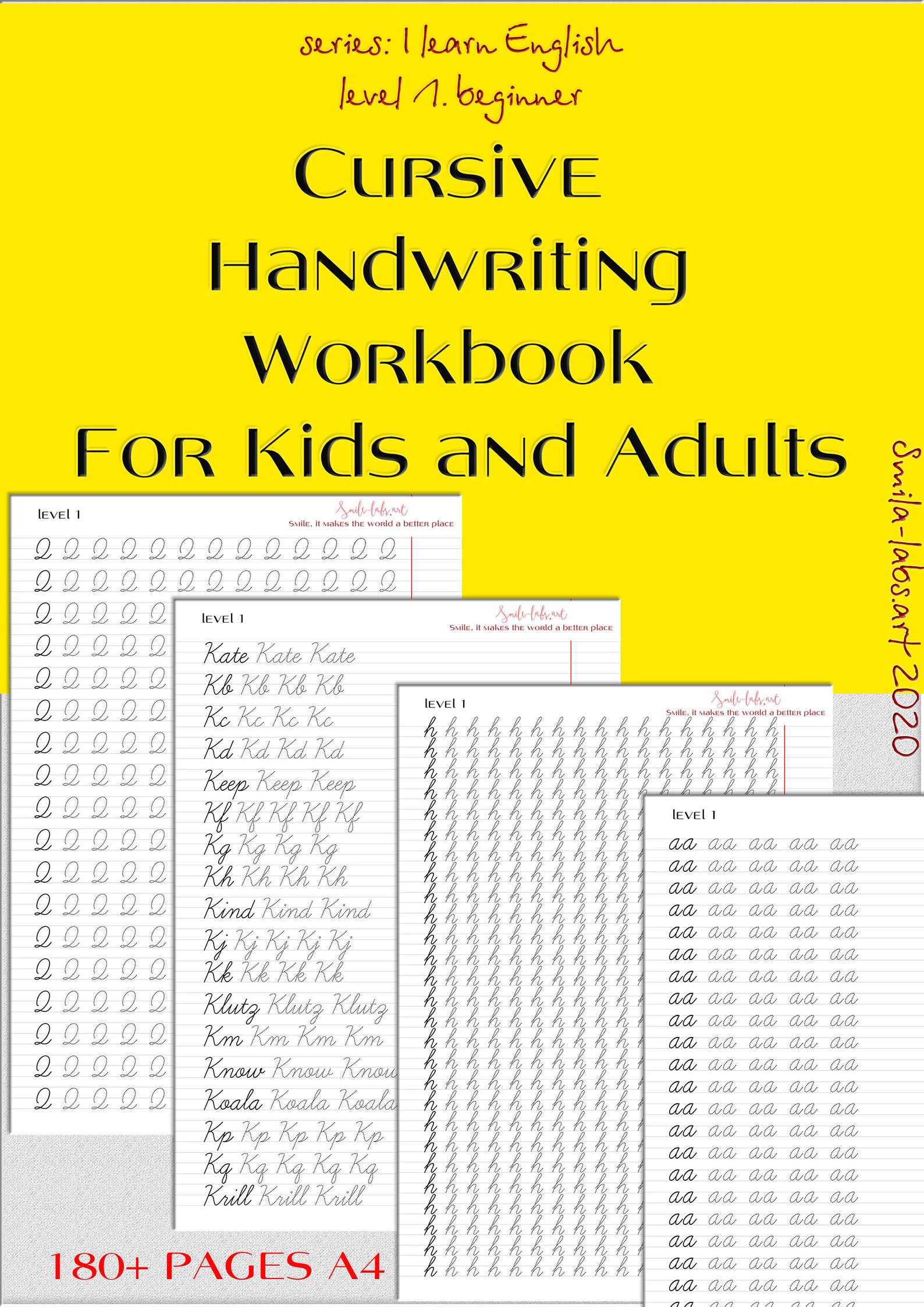 Cursive Handwriting Workbook, Uppercase & Lowercase Alphabet, Letter ...