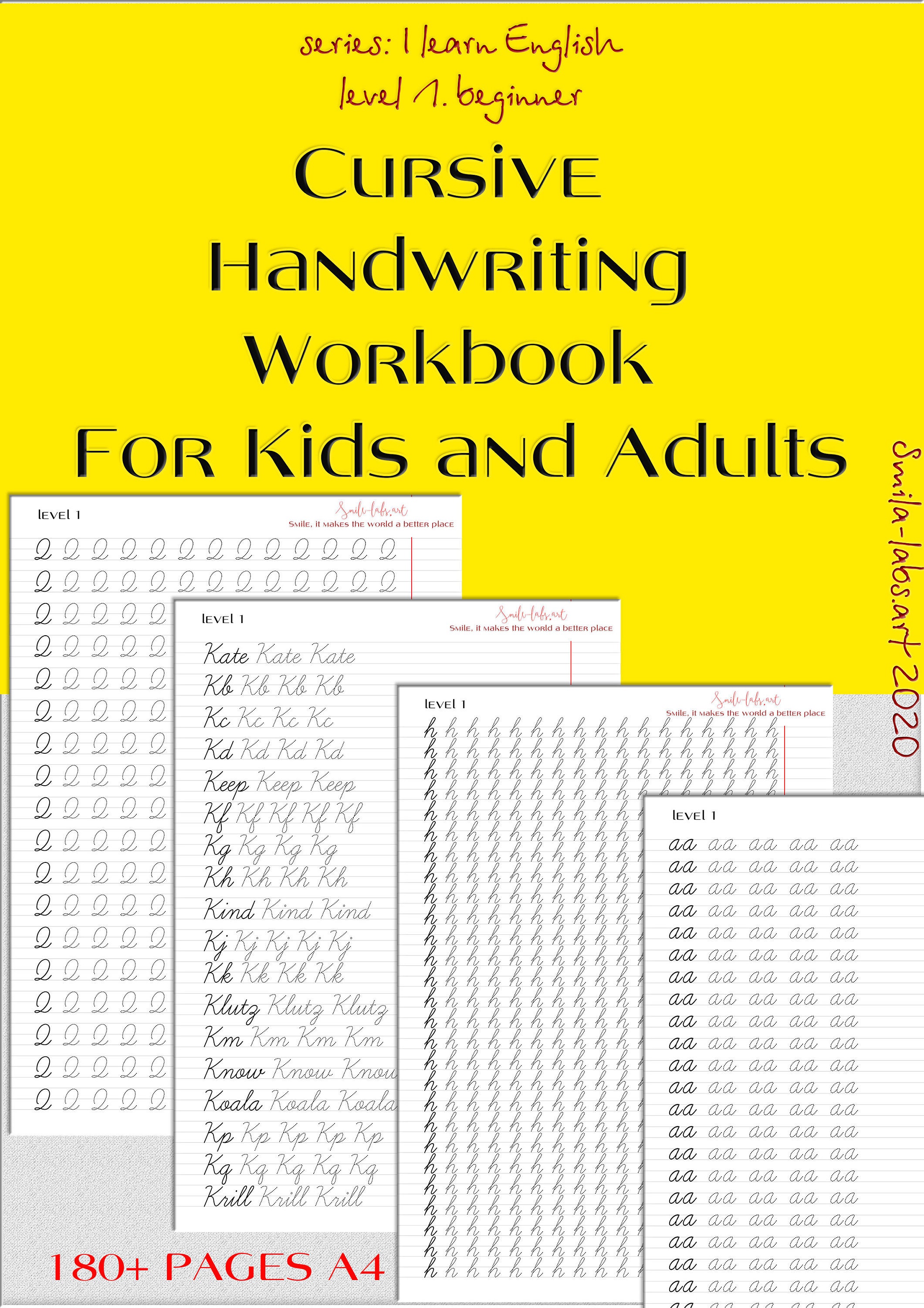 Cursive Handwriting Workbook, Uppercase & Lowercase Alphabet, Letter ...