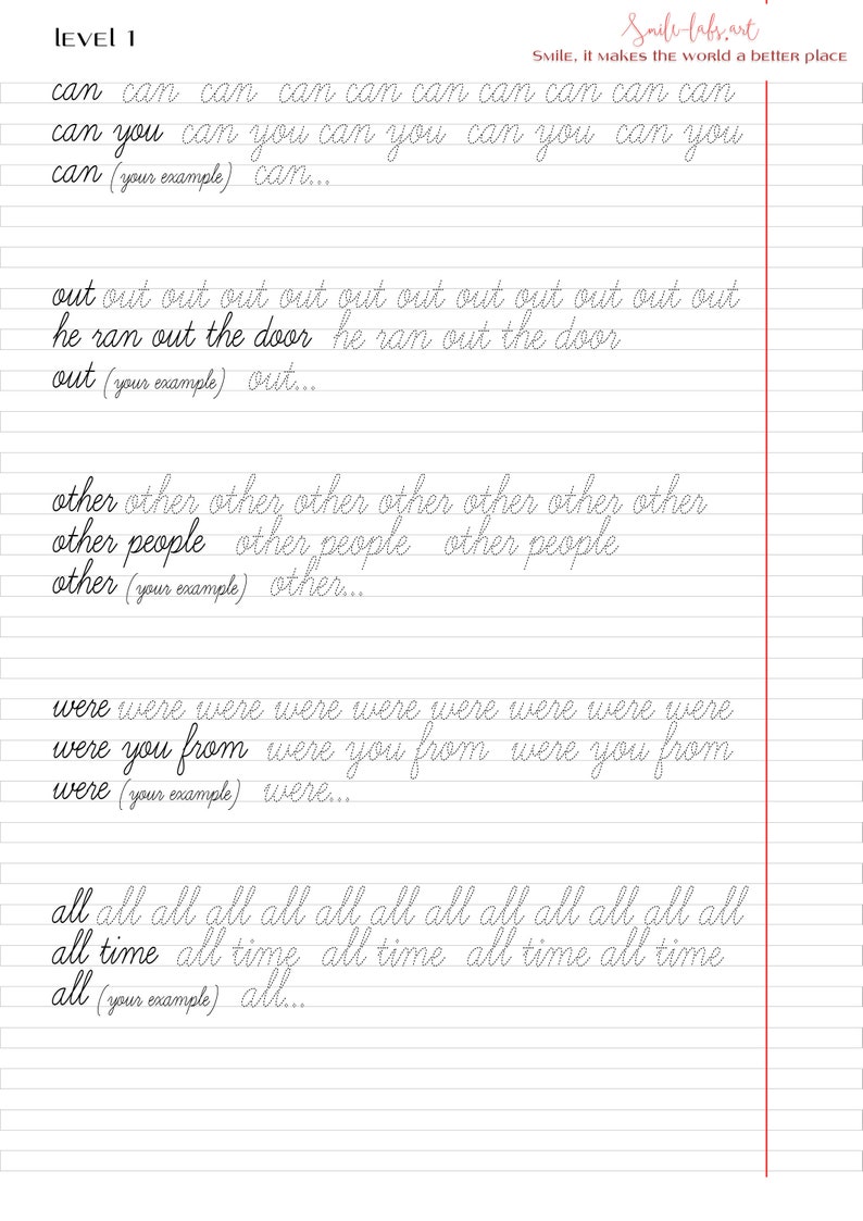 1000 Most Common English Words, Book 1 - Etsy