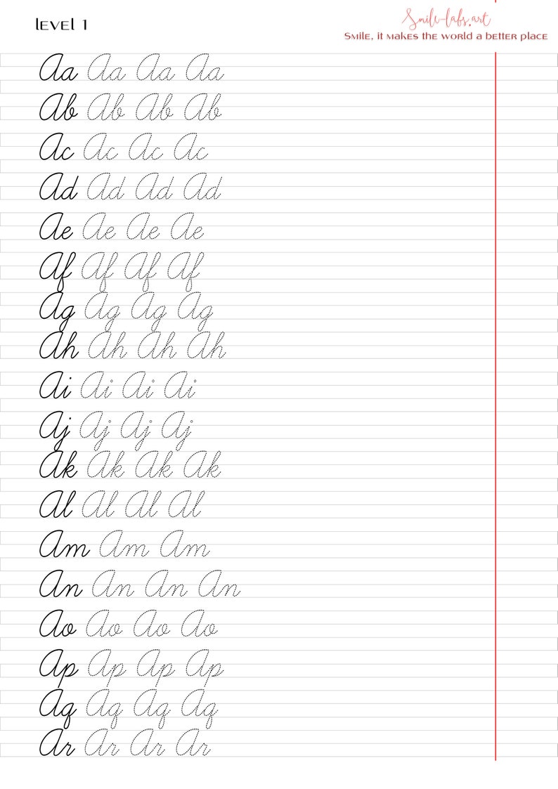 Cursive Handwriting Workbook, Uppercase & Lowercase Alphabet, Letter ...