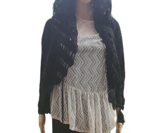 Black Mesh Cardigan - Etsy UK