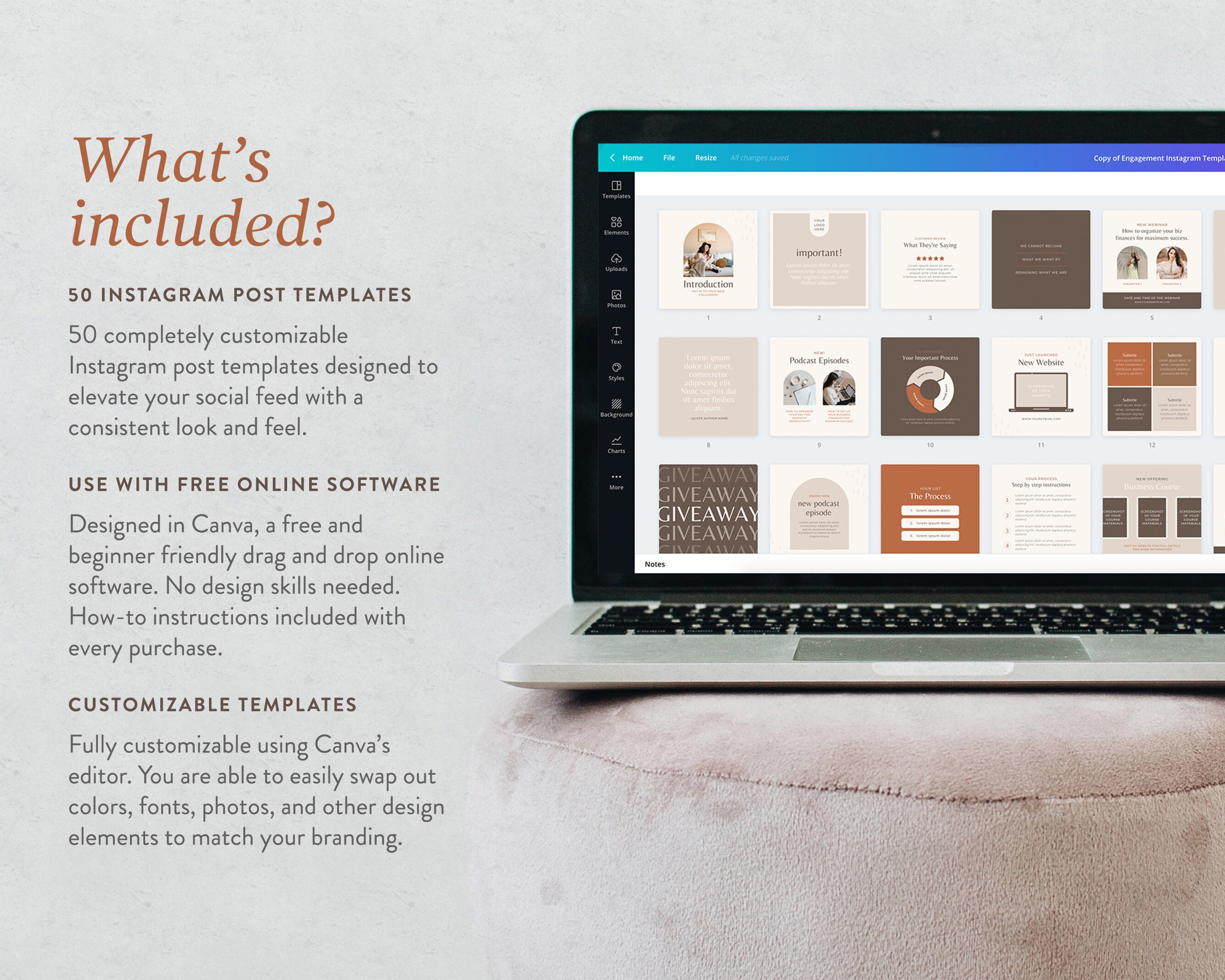 Boho Instagram Templates Canva Engagement Templates Templates for ...