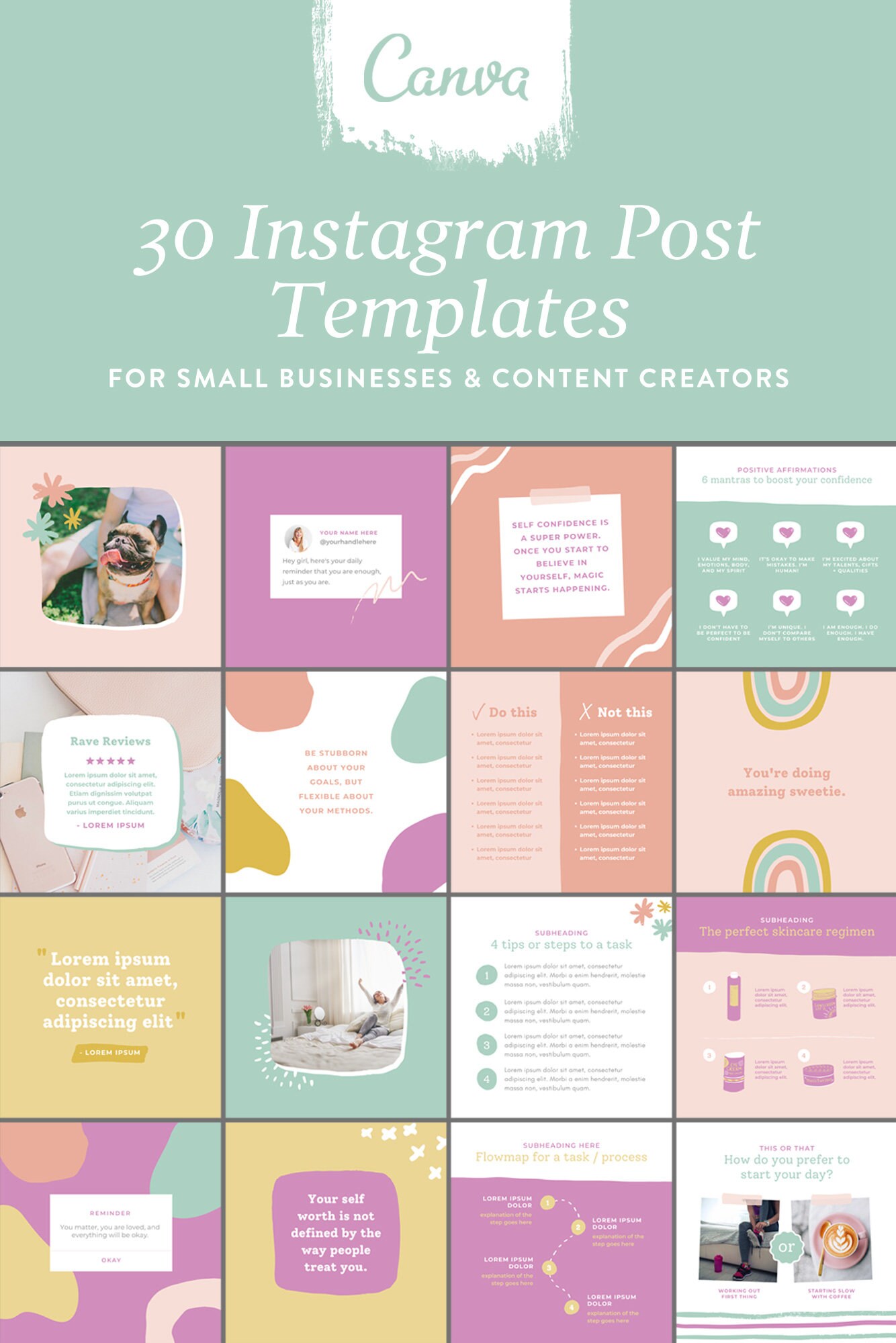 Canva Instagram Templates Self Care Instagram Post Template - Etsy