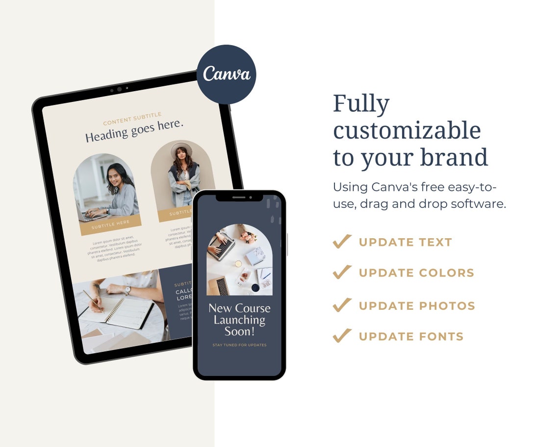 Online Course Templates for Canva, Course Creator Template Bundle ...