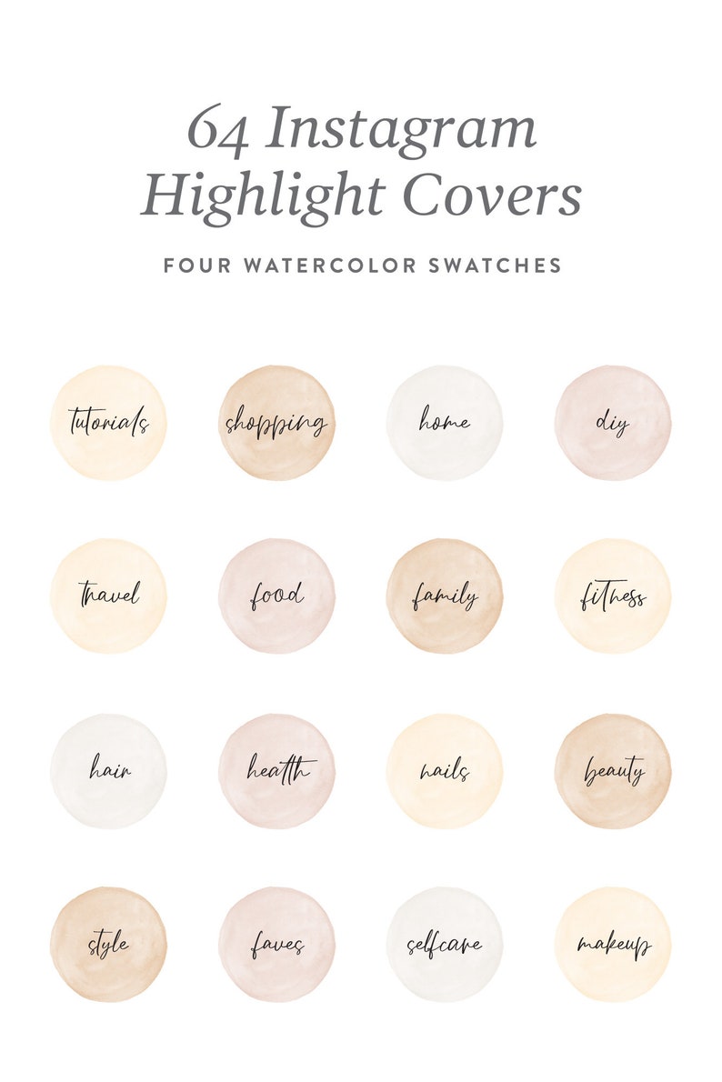 Instagram Highlight Covers 64 Watercolor Highlight Covers in 4 Colors ...