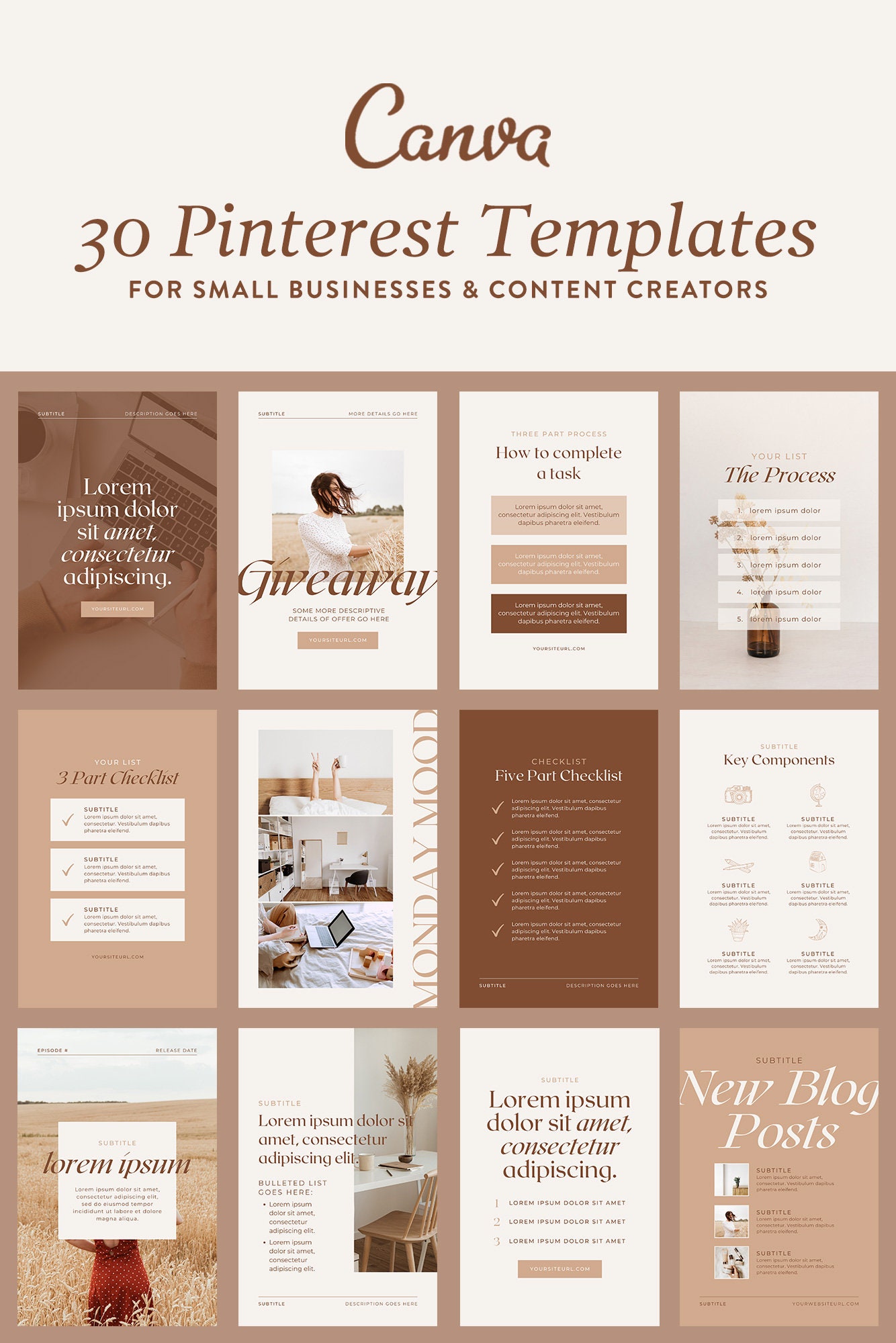 Minimalist Pinterest Template Canva Pin Templates Social Media ...