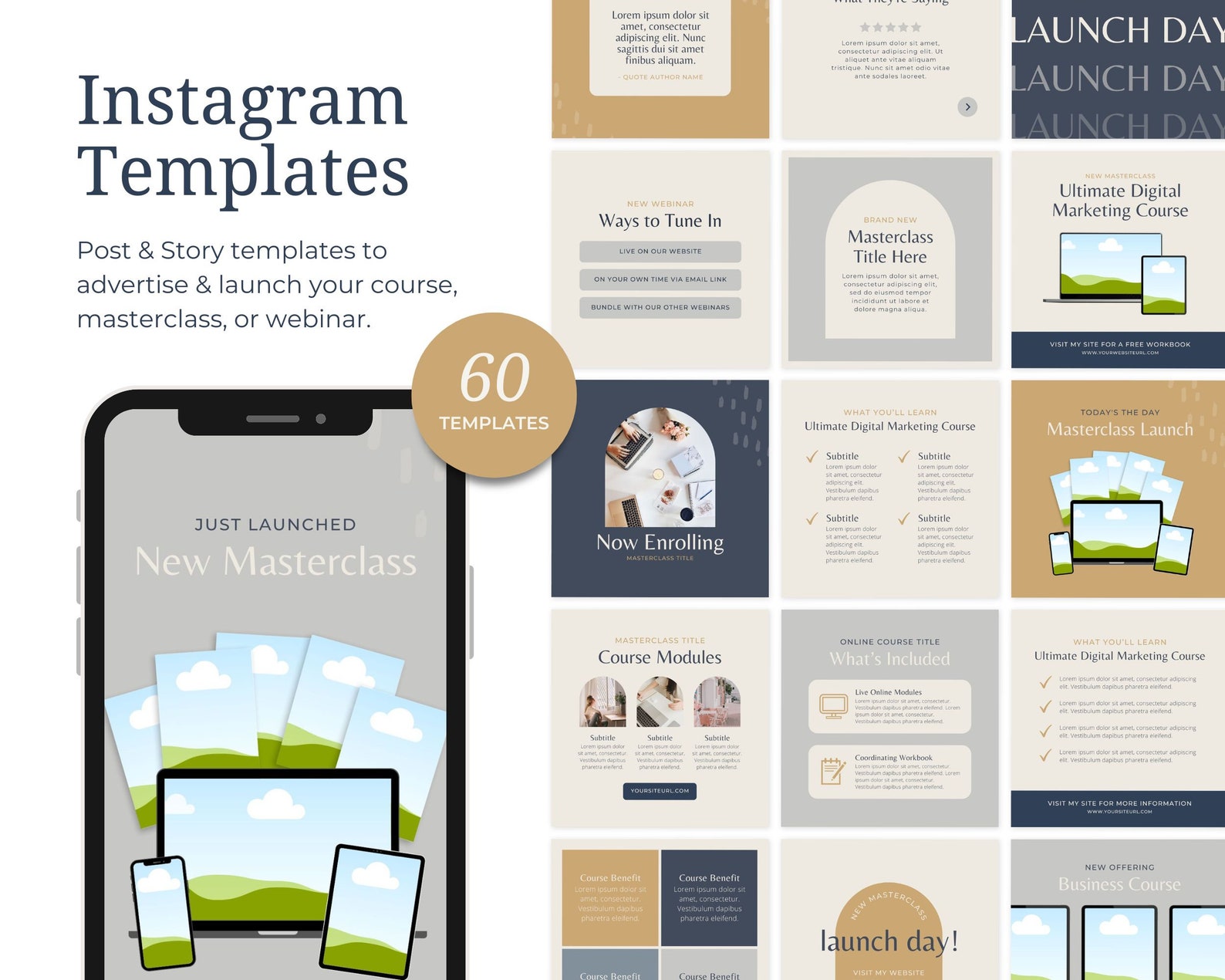 Online Course Templates for Canva, Course Creator Template Bundle ...