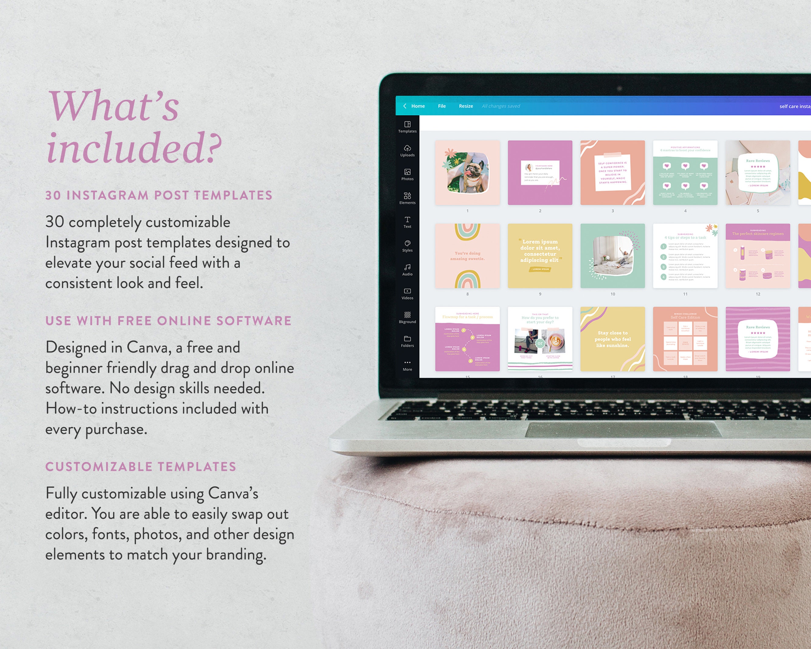Canva Instagram Templates Self Care Instagram Post Template - Etsy