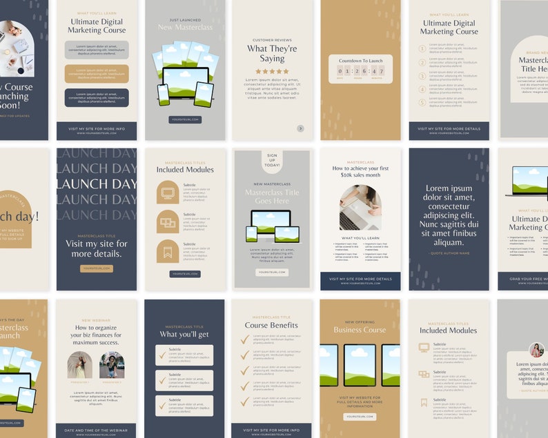 Online Course Templates for Canva, Course Creator Template Bundle ...