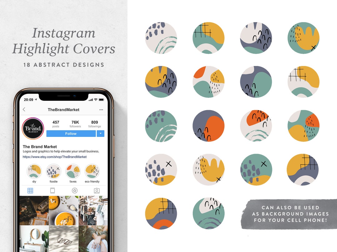 Instagram Highlight Covers | Instagram Story Icons | Abstract | Bright ...