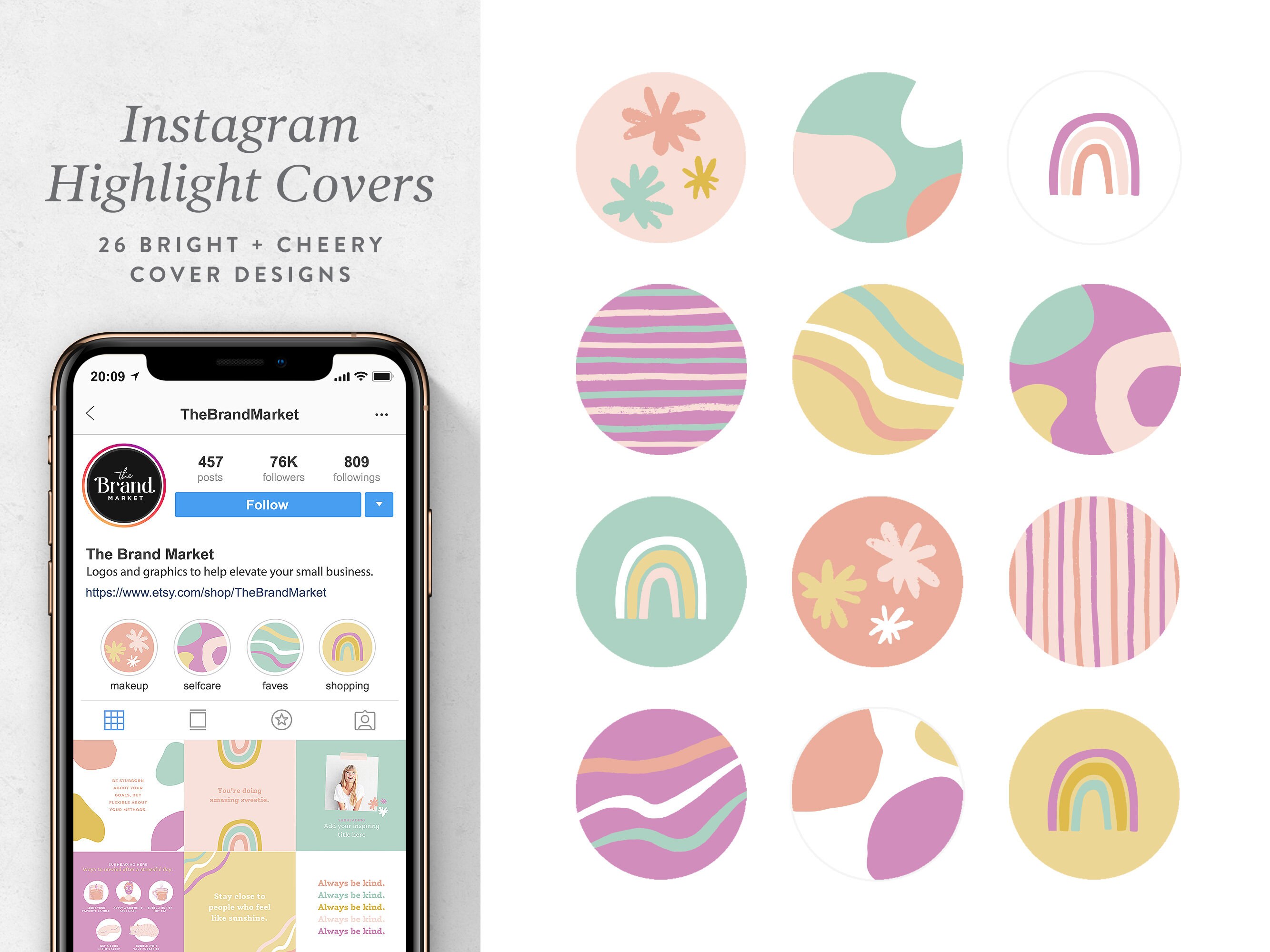 Instagram Highlight Covers Colorful Story Highlight Covers Spring Insta ...