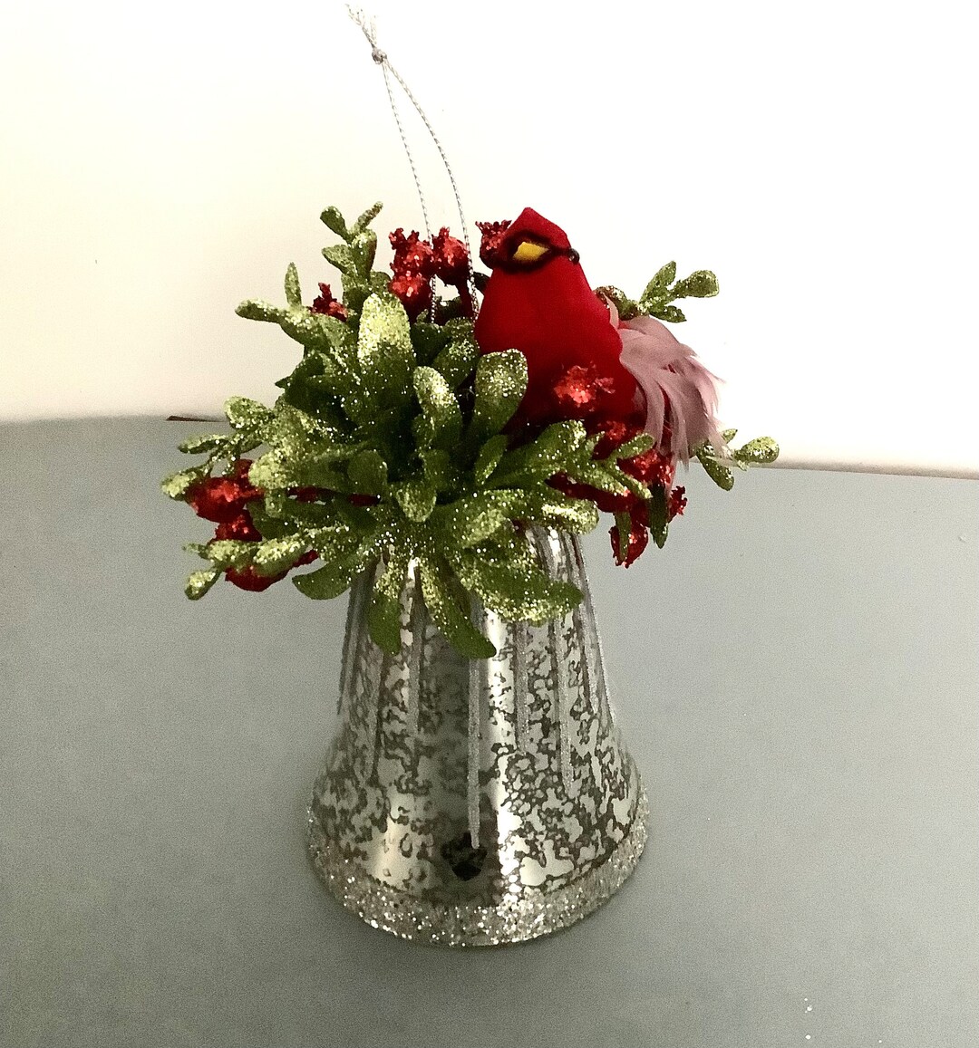 Vintage Large Silver Bell Decorated With Red Cardinal and - Etsy
