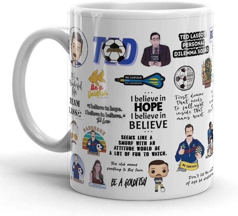 Tea Cups Ted 11oz 15oz Lasso Collage White Ceramic Classic Mug Etsy