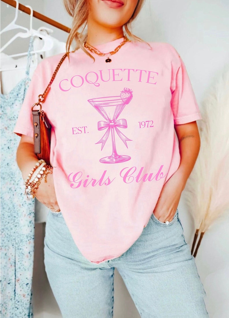 Coquette Girls Club Shirt, Preppy Comfort Colors Tee, Girly Cocktail ...