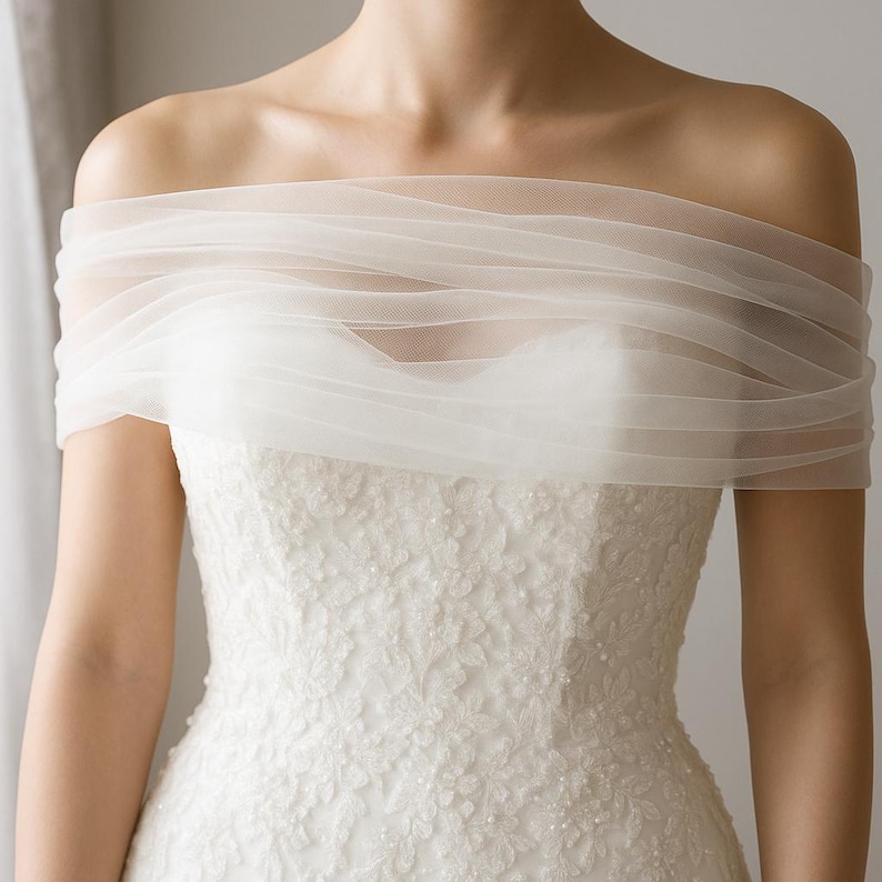 Bridal Tulle Wrap Top | off Shoulder Soft Tulle Cover up for Dresses ...
