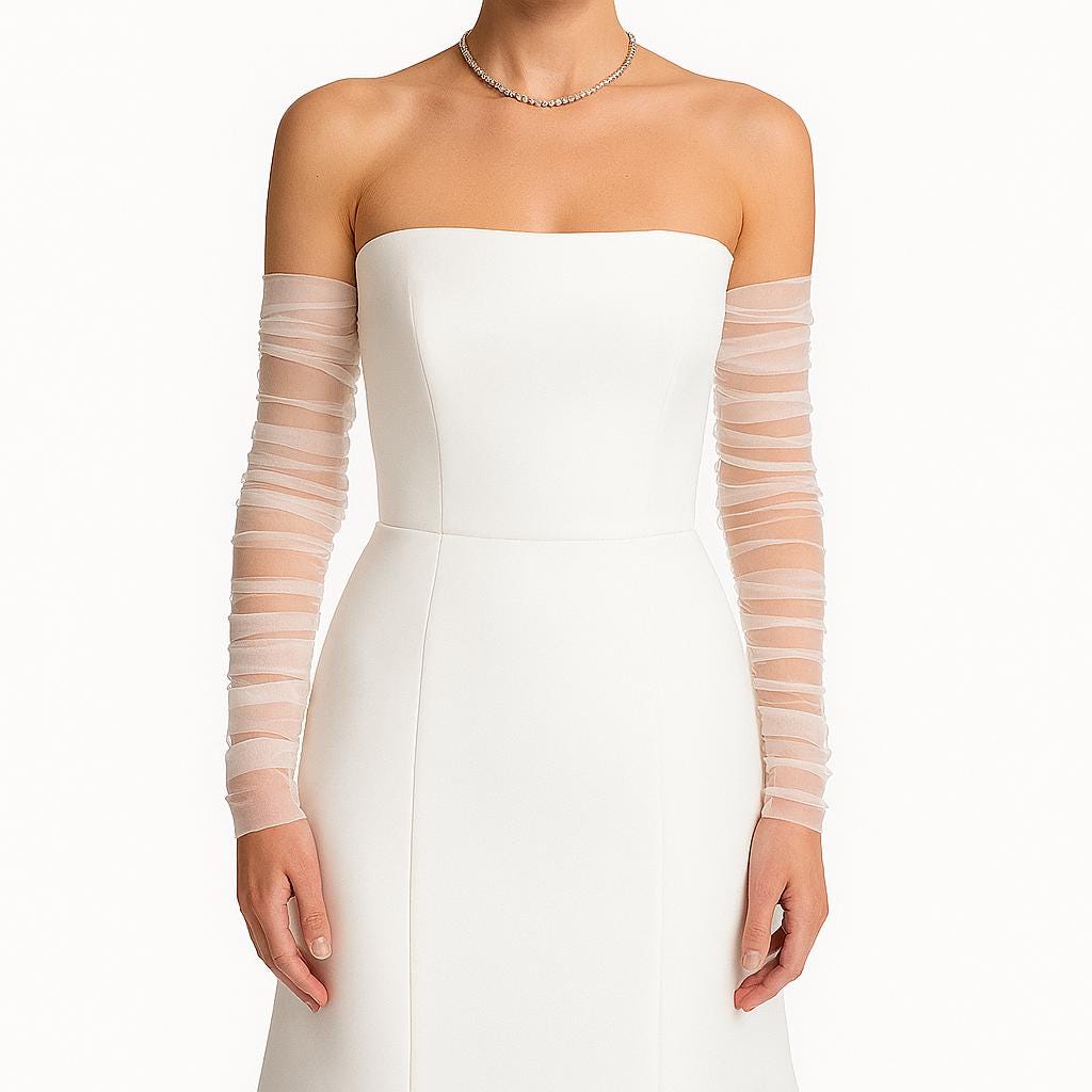 Bridal Tulle off Shoulder Top & Sleeves | Separate Wedding Tulle ...