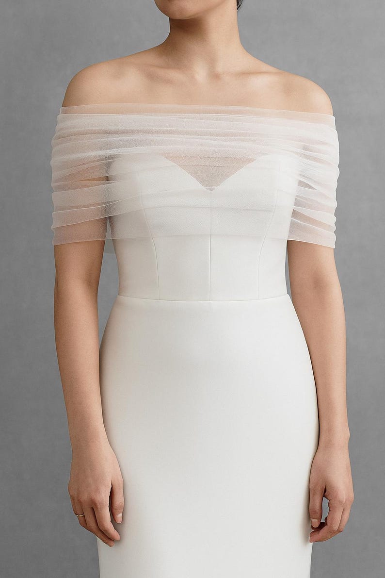 Bridal Tulle off Shoulder Top & Sleeves | Separate Wedding Tulle ...
