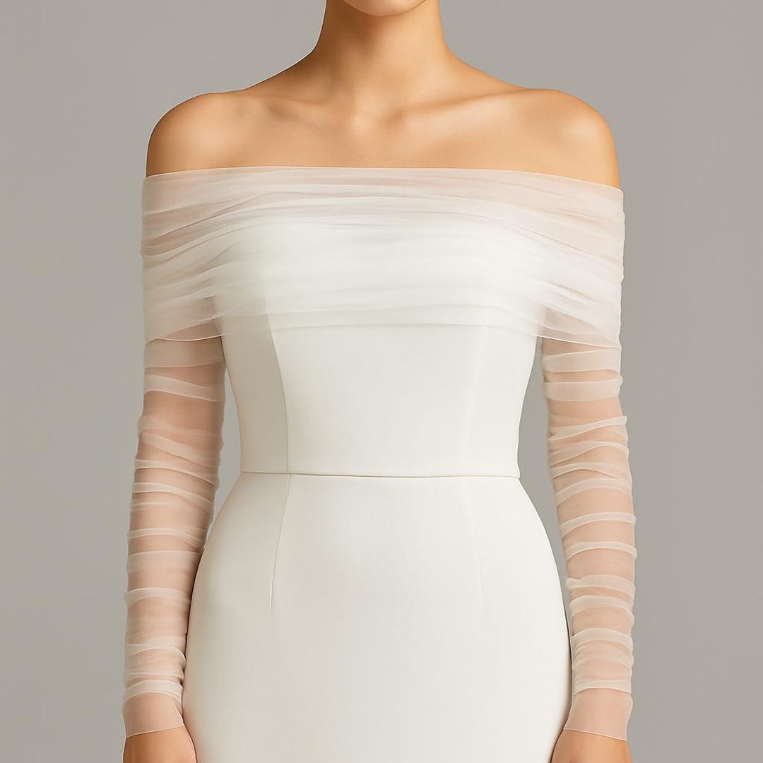 Bridal Tulle off Shoulder Top & Sleeves | Separate Wedding Tulle ...