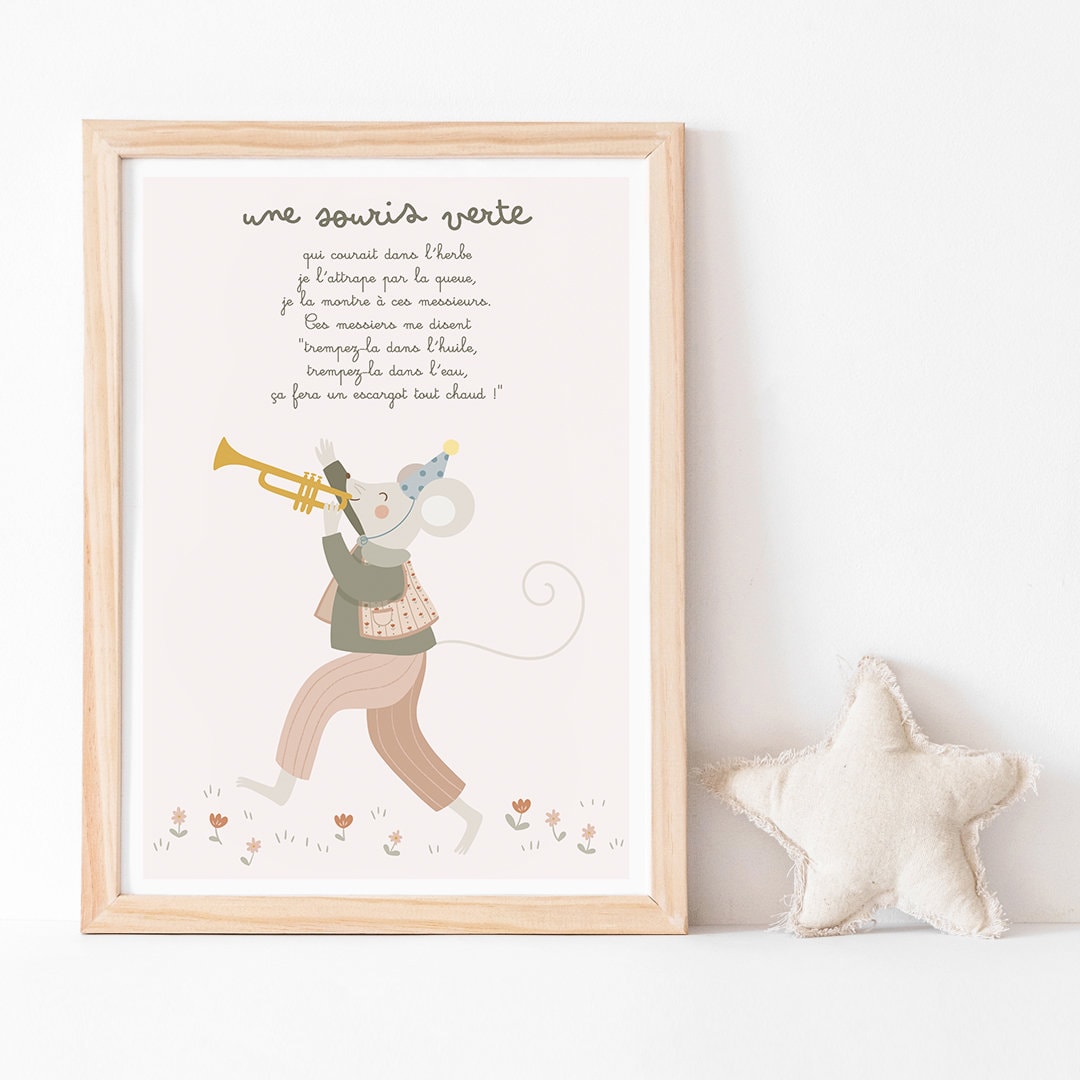 Kinderliedjeposter Een groene muis - Etsy Nederland