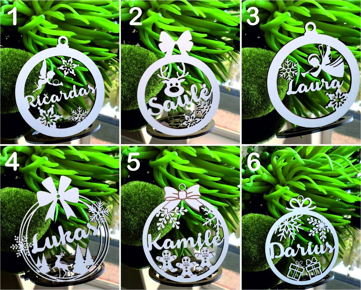 20 Personalised Christmas Baubles, Custom Pendants, Laser Engraved ...