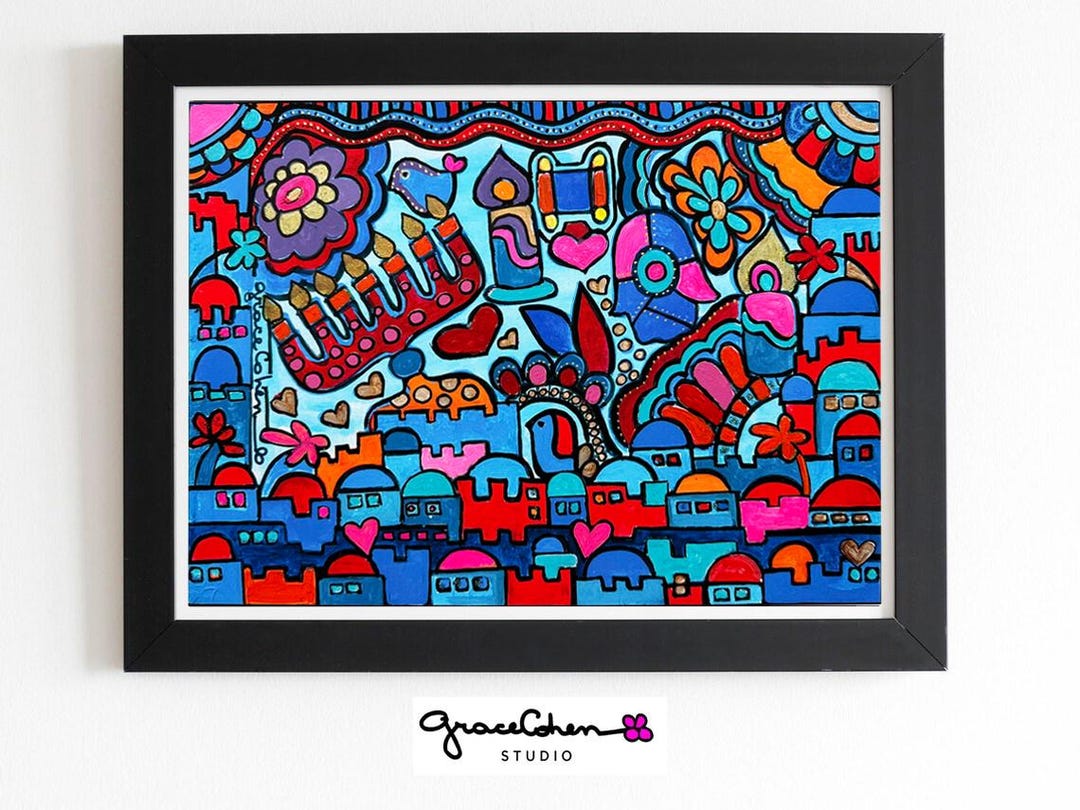 Hebrew Wall Art Print, Jewish Home Decor, Blessing for Home, Yiddish ...