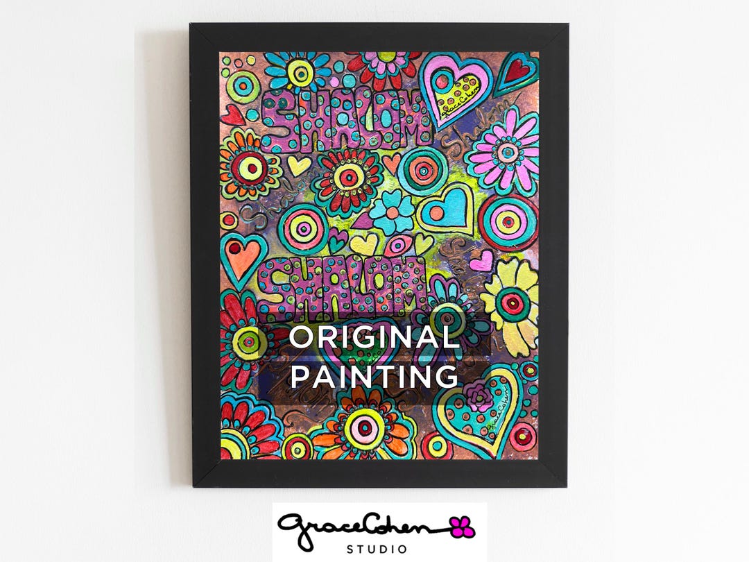 Shalom Painting Original, Handmade Acrylic Art, Cardboard Canvas ...