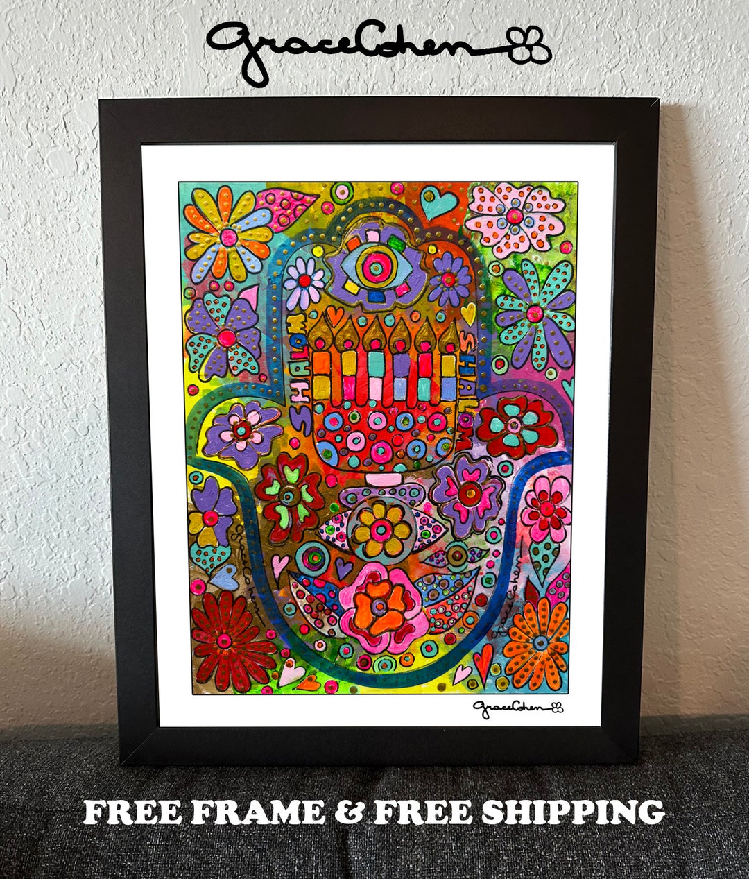 Hamsa Wall Art Poster, Hand of Fatima Print, Boho Wall Decor, Spiritual ...