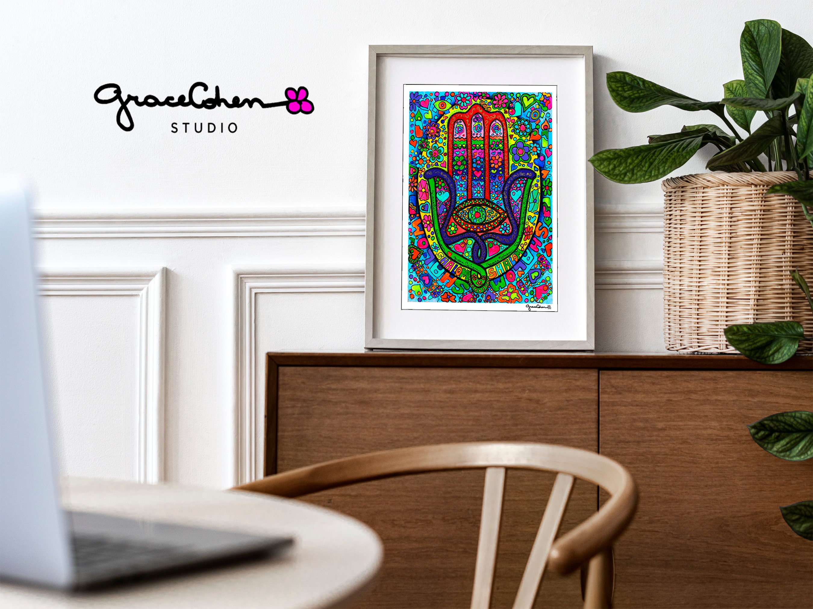 Colorful Hamsa Hand Digital Download – Boho Wall Art, Protection Decor ...