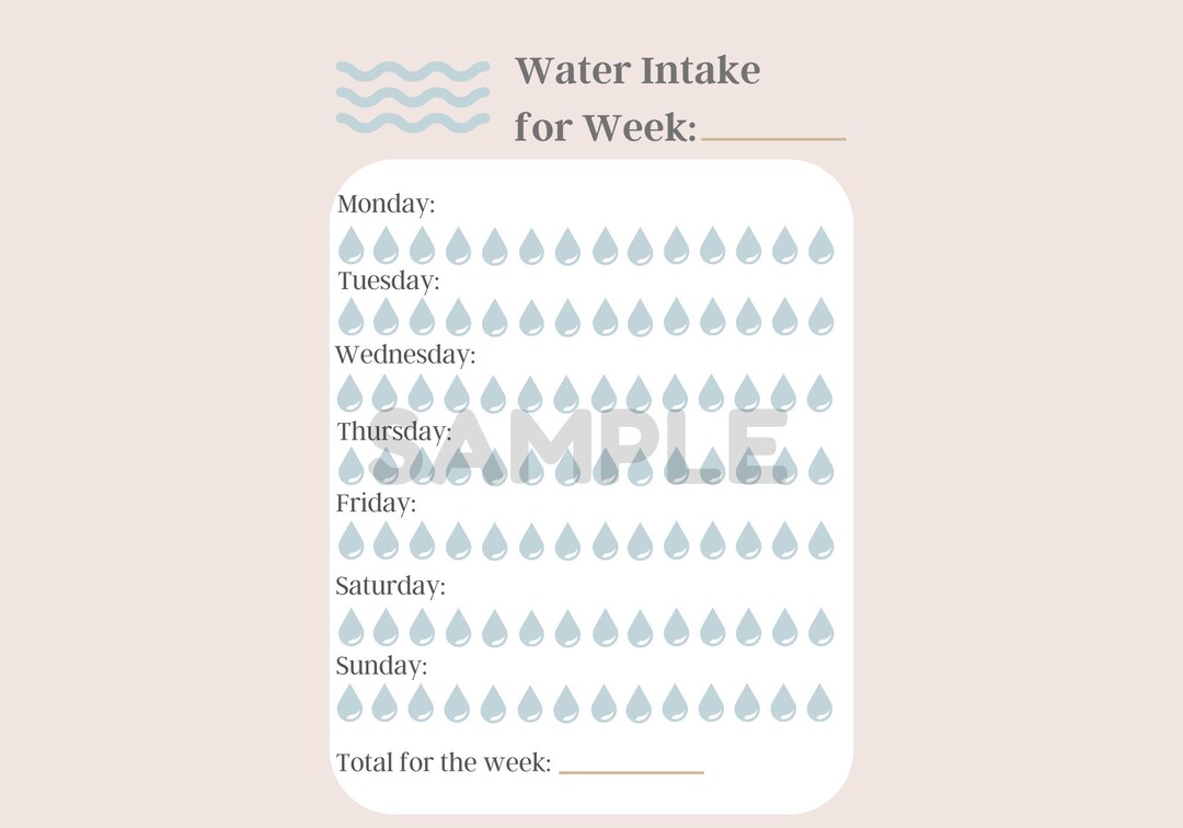 WEEKLY WATER INTAKE Journal/tracker - Etsy Sweden