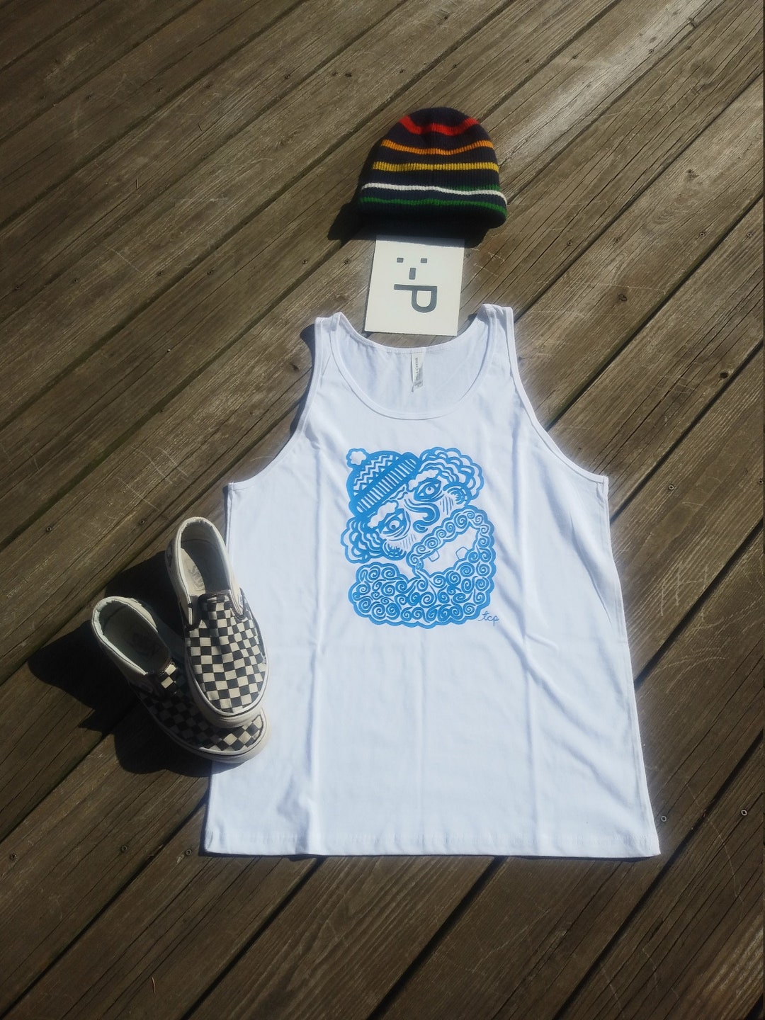 Goon Squad M White & Neon Blue Adult Unisex Graphic Tank Top by Tcp ...