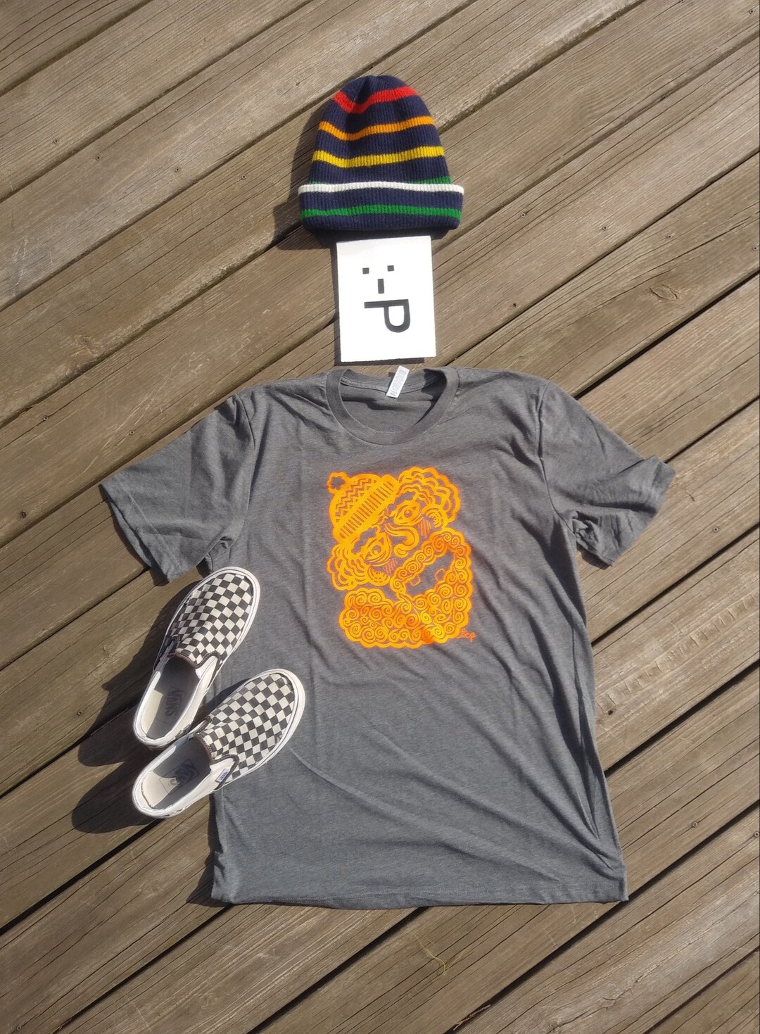Goon Squad L Heathered Gray & Neon Orange Adult Unisex Graphic T-shirt ...