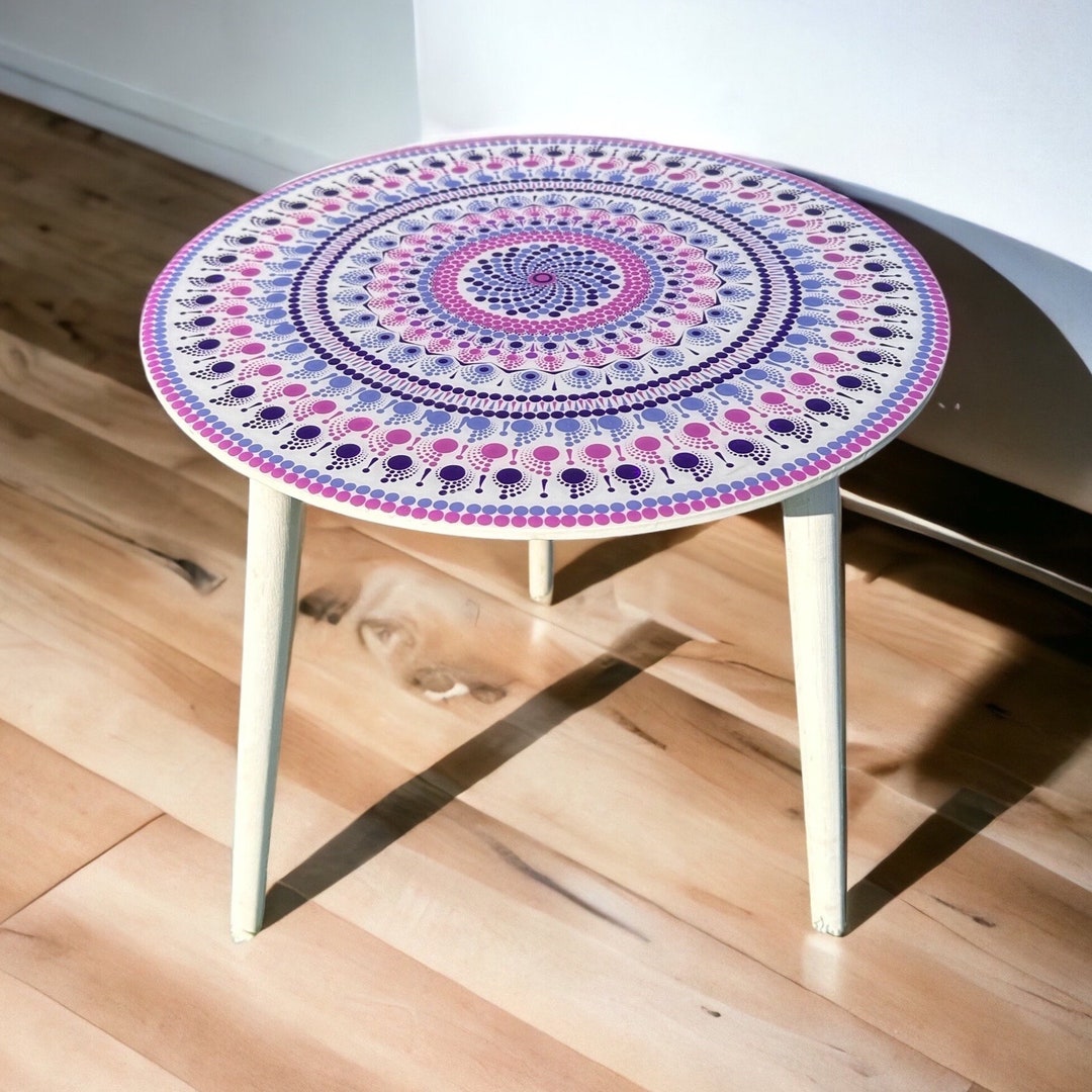 Artistic Mandala Dot Art Center Table, Wooden Tea Table, Coffee Table ...