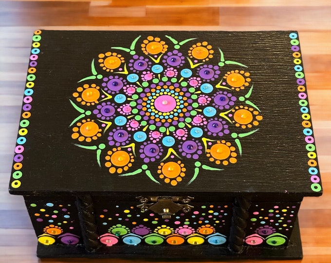 Hand Painted Mandala Jewelry Box, Personalized Wooden Box, Keys Box ...