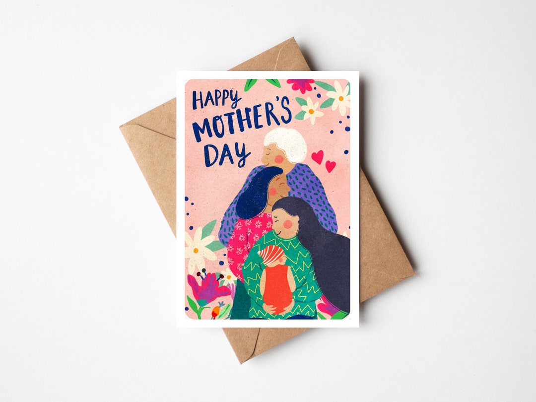 Carte de vœux de bonne fête des mères, Carte de vœux illustrée ...