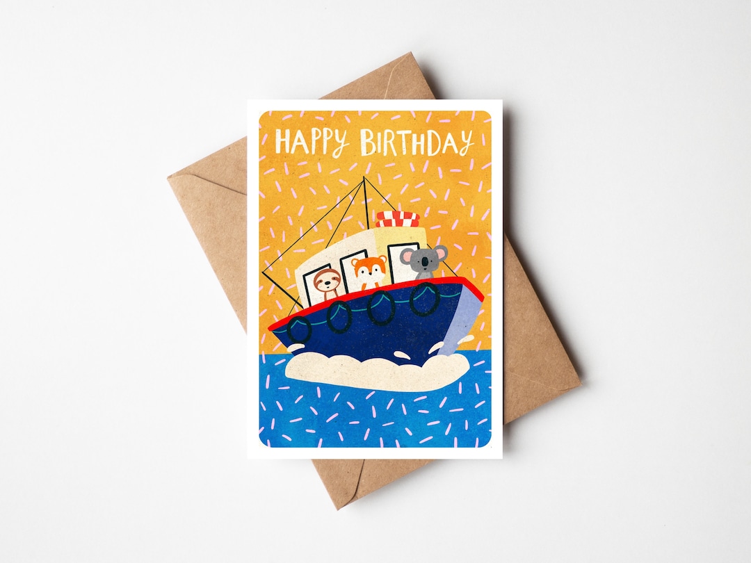 Happy Birthday Greetings Card, Boat, Birthday Boy Girl, Birthday Boat ...