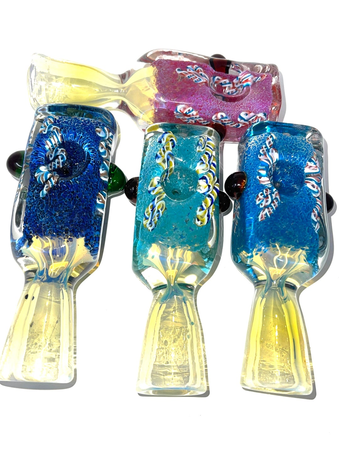 5 POPSICLE Smoking Heavy Glass Pipe, Heavy Frit Good Fume Pipe , Hand ...