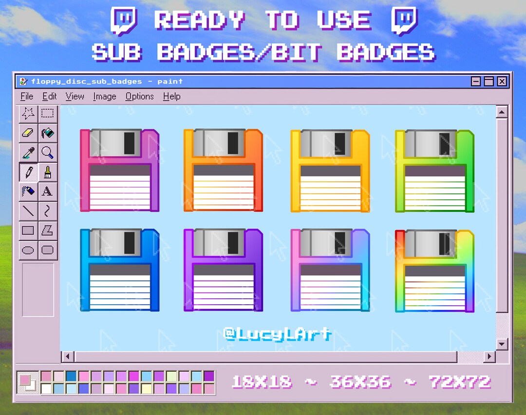 8x Twitch Sub Badges / Bit Badges / Emote - Floppy Disc / Streamer ...