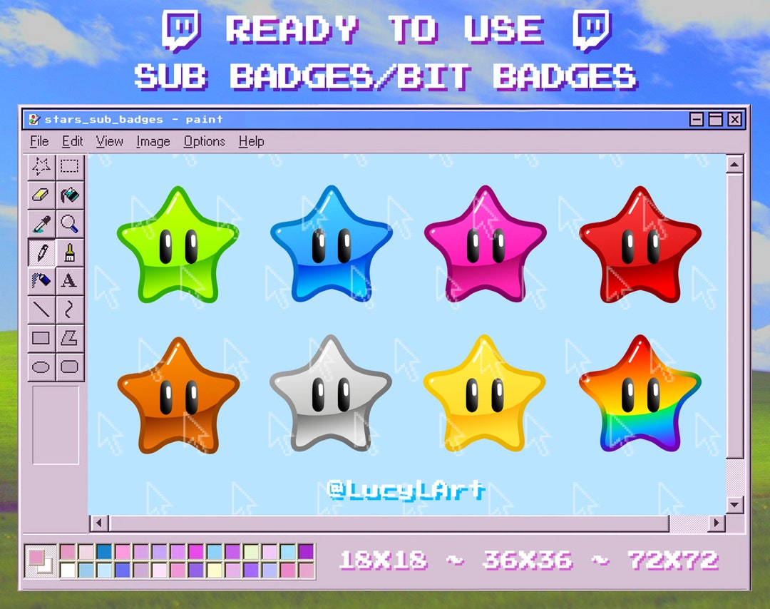 8x Twitch Sub Badges / Bit Badges/ Emote - Stars / Streamer/ Aesthetic ...
