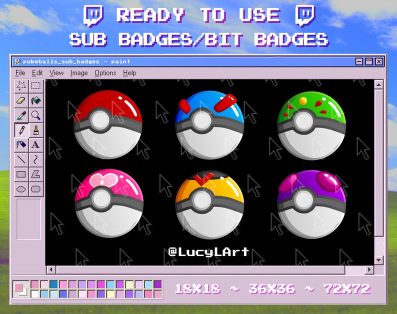 6x Twitch Sub Badges / Bit Badges / Emote - Pokeballs / Streamer ...