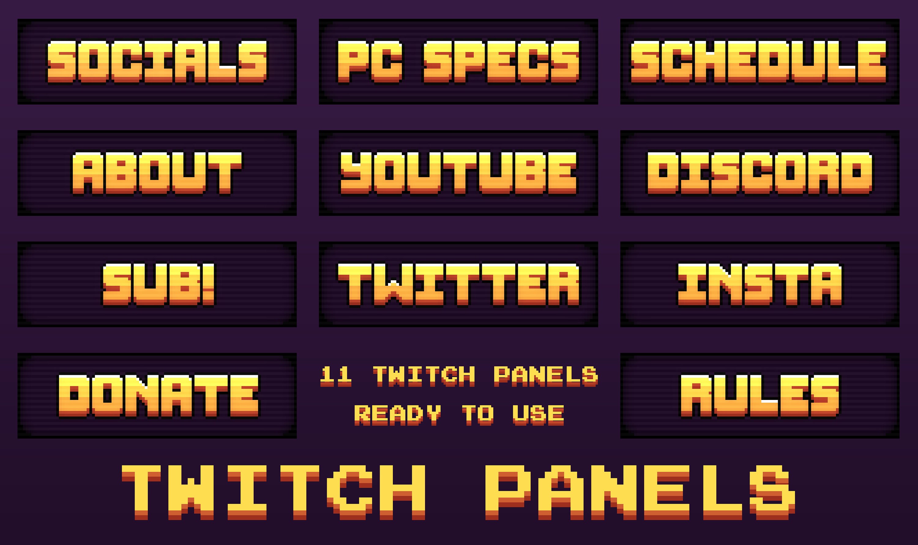11x Twitch Panels - Pixel Art 80s Text / Streamer / Aesthetic / Twitch ...