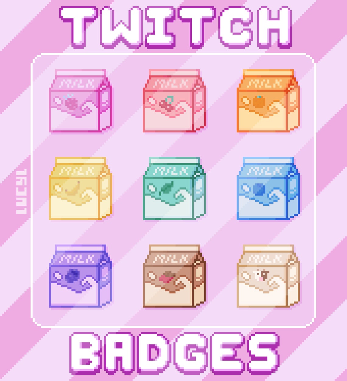 9x Twitch Sub Badges / Bit Badges/ Emote - Pixel Art Milk Cartons ...